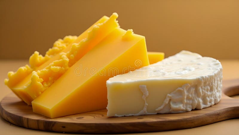 Sliced Blocks of Cheddar or Brie. Generated Using AI. Stock Image ...