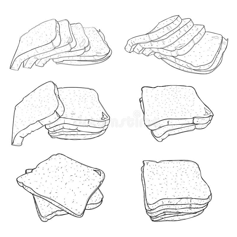 Bread Hand Drawing Set on White Background Stock Vector - Illustration ...