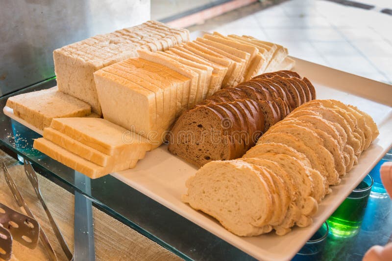 Sliced Bread in Plastic Tray for Breakfast. Stock Image - Image of loaf ...