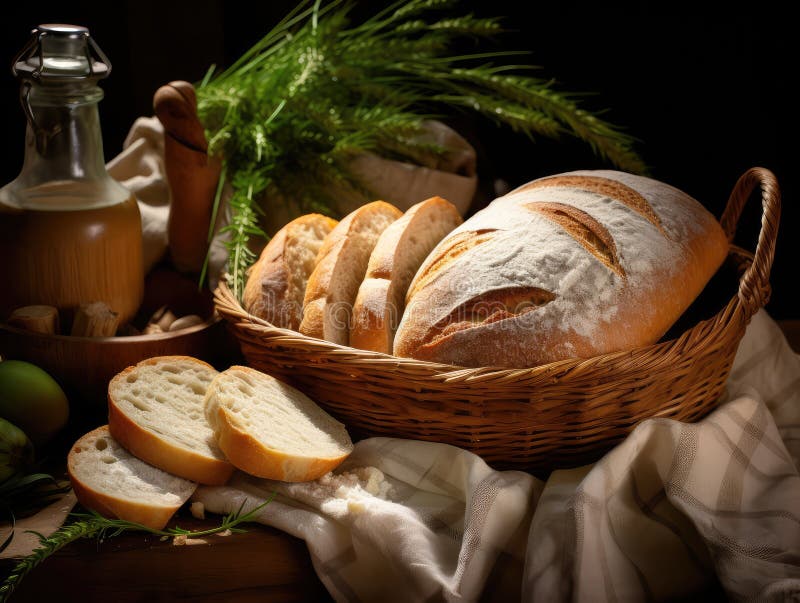 Sliced Bread on Restaurant Table, Bread Pieces Served Stock Image ...