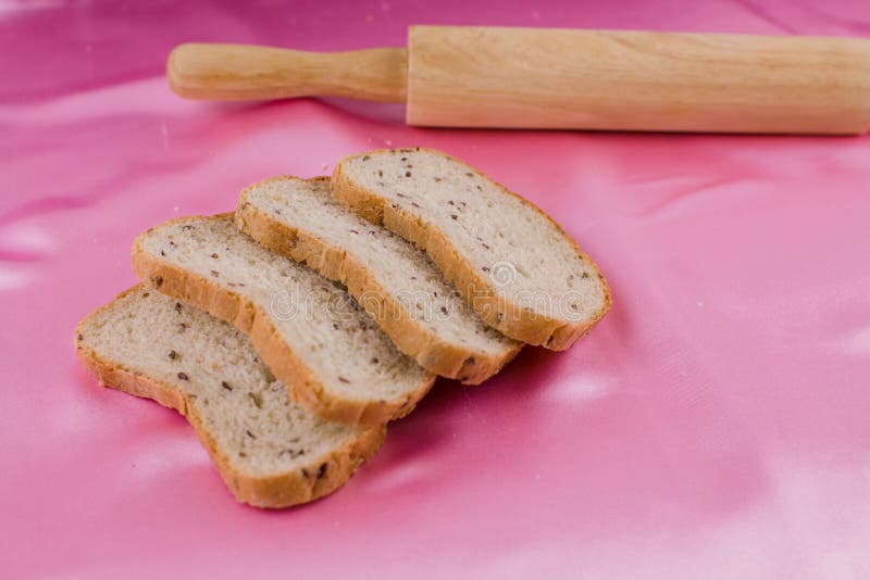 Sliced Bread with a Rolling Pin on the Cloth Stock Photo - Image of ...