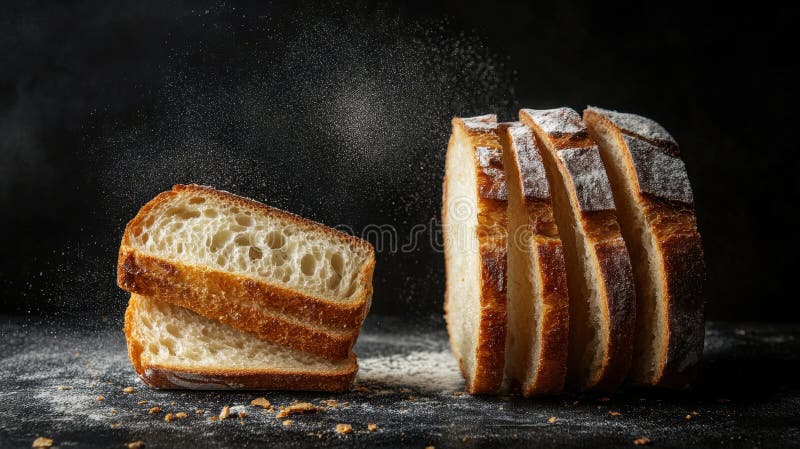 Sliced Bread Showcasing Golden Crust and Light Fluffy Texture for ...