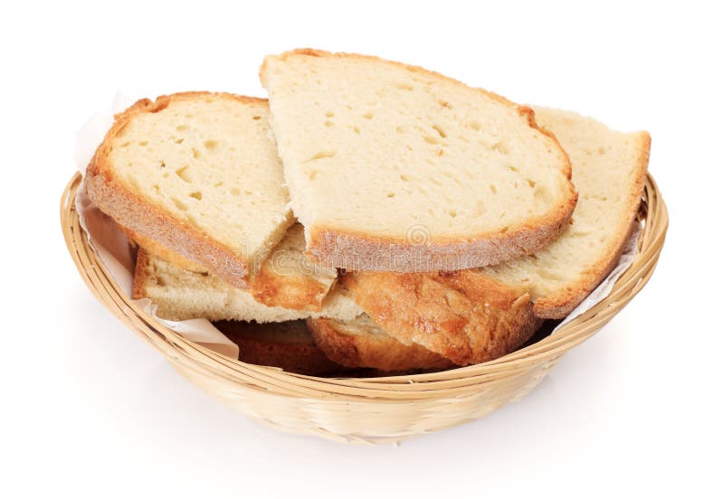 Sliced Bread in Small Basket Stock Image - Image of food, stacked: 20550467