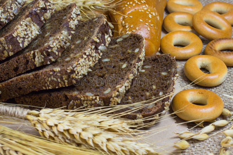 Sliced Bread Sticks Barley Bagels Stock Photo - Image of loaf, grain ...