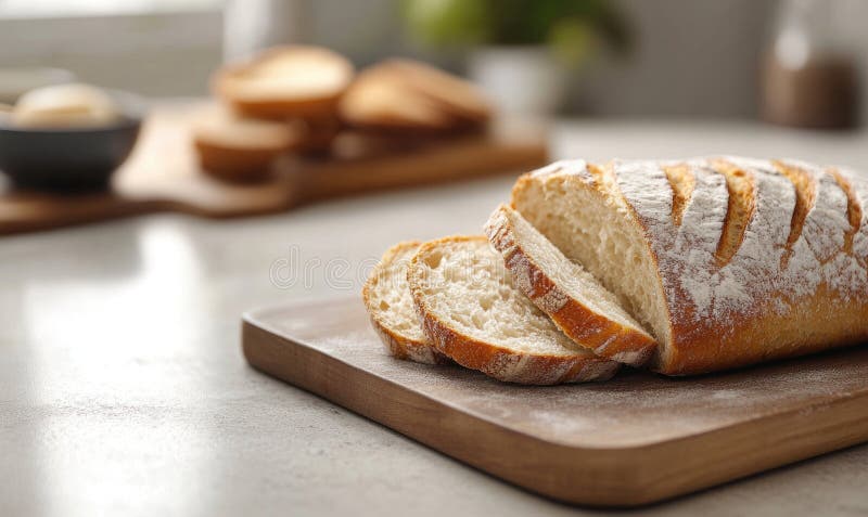 Sliced Bread on a Stone Countertop Stock Image - Image of wheat ...