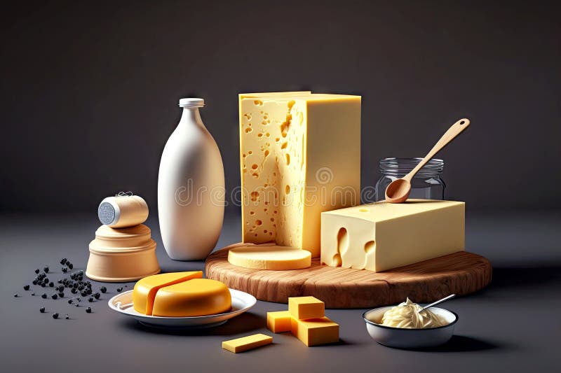 Sliced Butter Cheese and Other Dairy Product on Table Stock ...