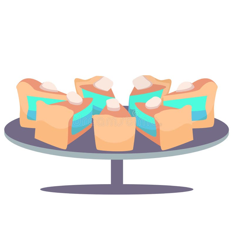 Sliced Cake on a Tray. Vector Cartoon Illustration Stock Vector ...