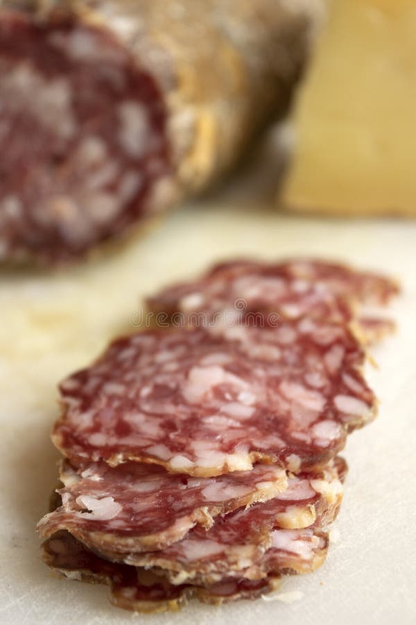 Sliced calabrian salami stock image. Image of soppressata - 242535805