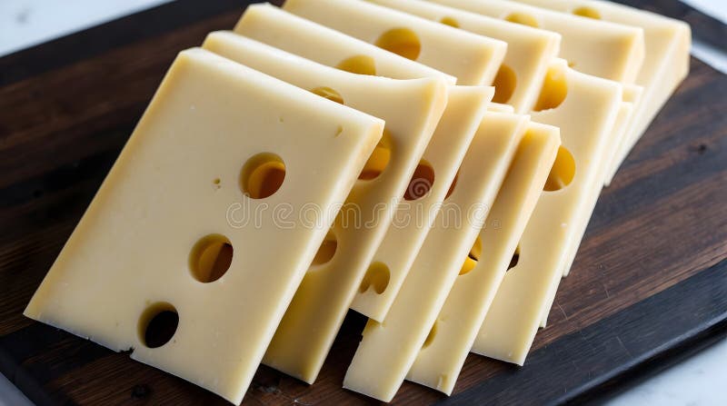 Sliced Cheese with Holes on Wooden Board Stock Illustration ...
