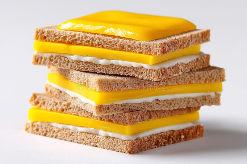 Sliced Cheese Layers Partially Peeled from Stack Against a White ...