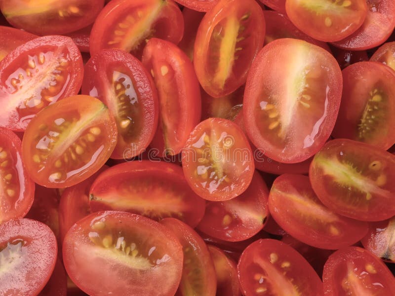 Sliced cherry tomatoes stock photo. Image of sliced, vegetarian - 18526044
