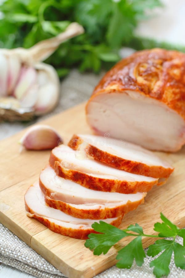 Chicken Roll Baked with Spices and Garlic Stock Photo - Image of pepper ...