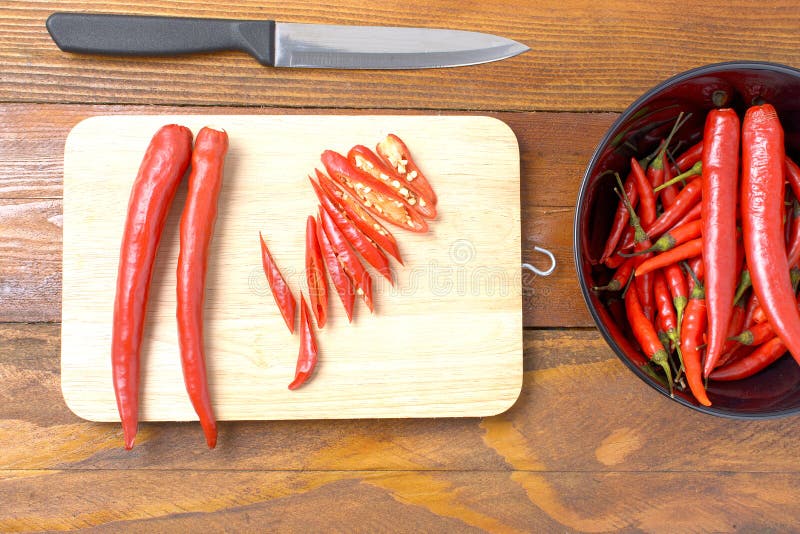 Sliced Chili Pepper on Board Stock Image - Image of capsicum, ripe ...