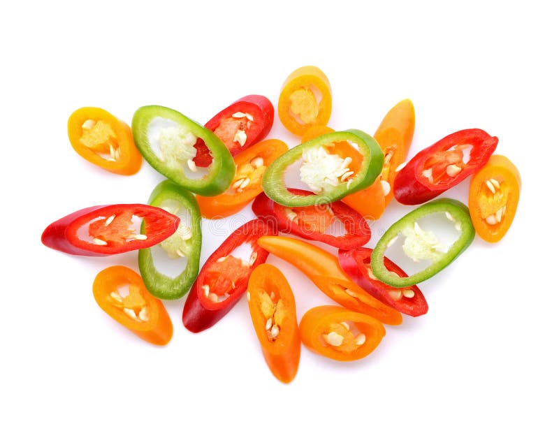 Sliced Red Chili Pepper Isolated Stock Image - Image of dish, view ...