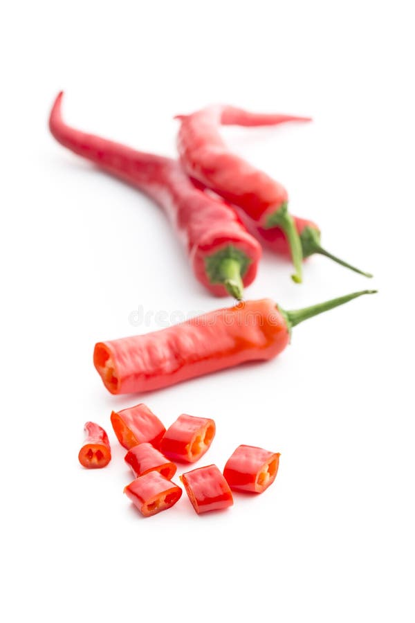 Sliced Red Chili Pepper Isolated Stock Image - Image of dish, view ...