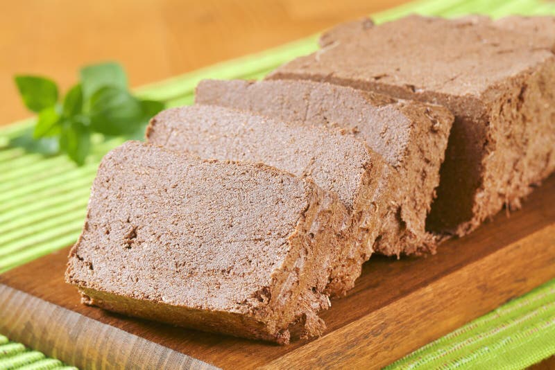 Sliced chocolate halva stock image. Image of tahini, helva - 80400949