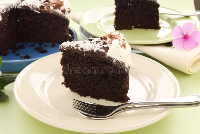 Sliced Chocolate Mud Cake stock image. Image of food - 18372473
