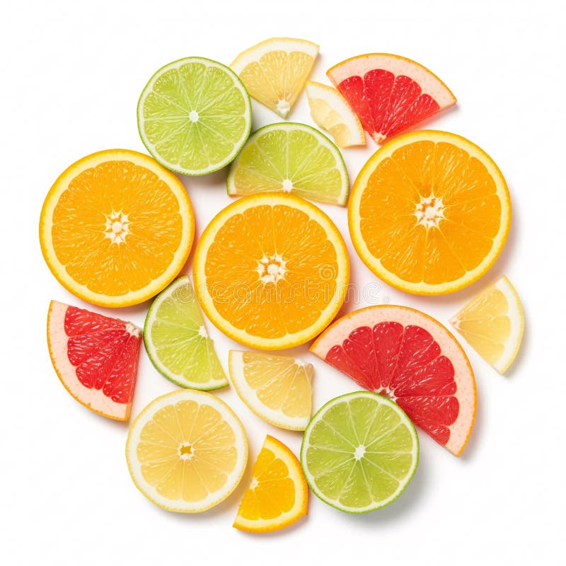 Sliced Citrus Fruits, Creating a Vibrant and Fresh Image Stock Illustration - Illustration of ...