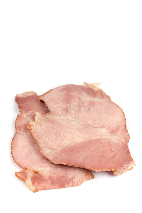 Sliced Cooked Smoked Ham Over White Stock Image - Image of boiled, dish ...