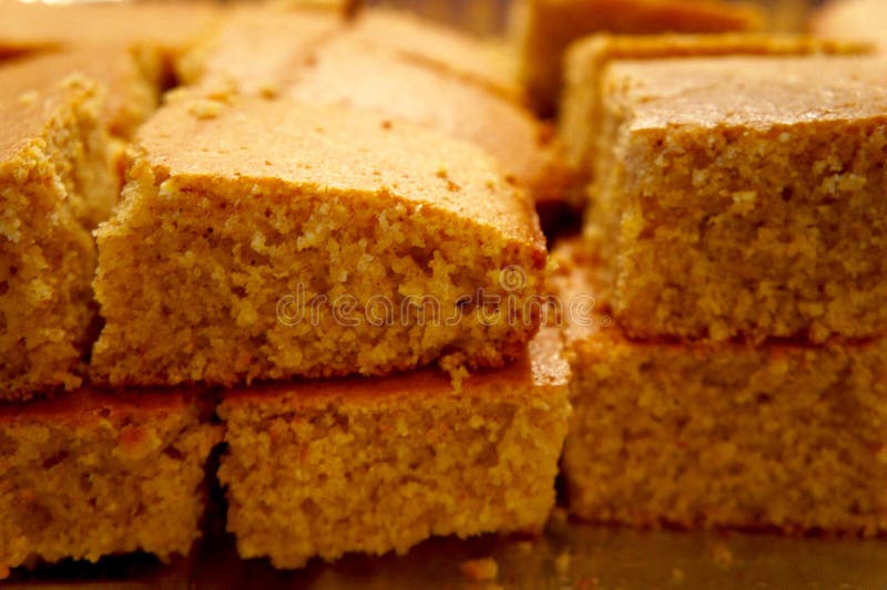 Cornbread Sliced on a Wooden Table Stock Photo - Image of pattern ...