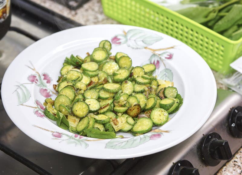 Sliced Courgette in a Plate Stock Image - Image of natural, sliced ...