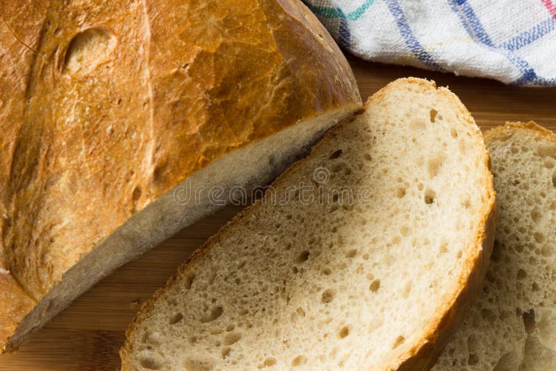 Sliced Crispy and Scented Bread. Stock Photo - Image of lunch, wood ...