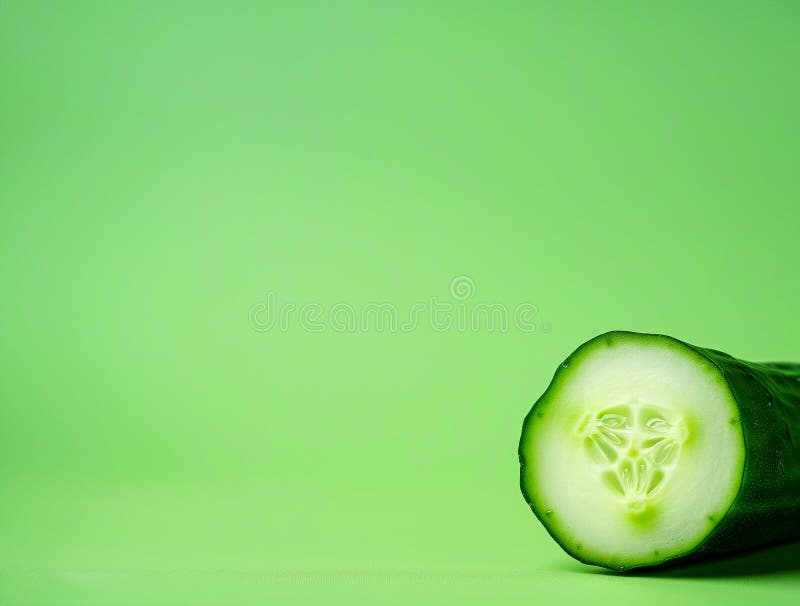 Sliced Cucumber with Artistic Pattern on Bright Green Background for ...