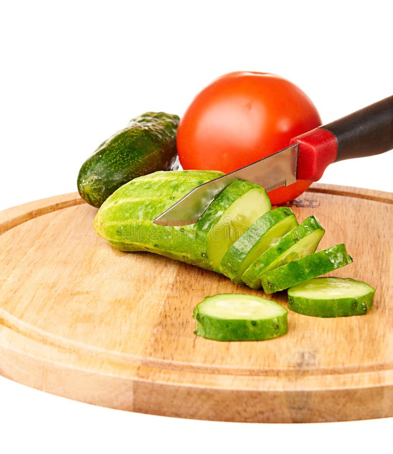 Sliced Cucumber on a Cutting Board Stock Image - Image of refreshment ...
