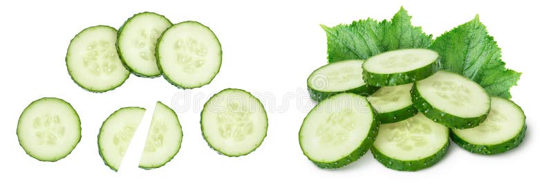 Sliced Cucumber Isolated on White Background with Full Depth of Field ...
