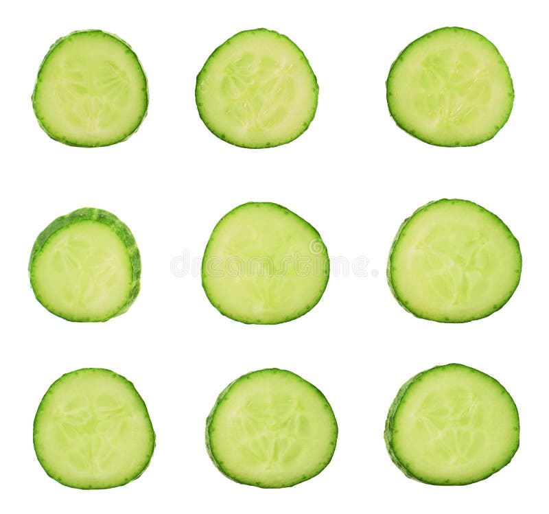 Sliced Cucumber Pieces Isolated Stock Photo - Image of healthy ...