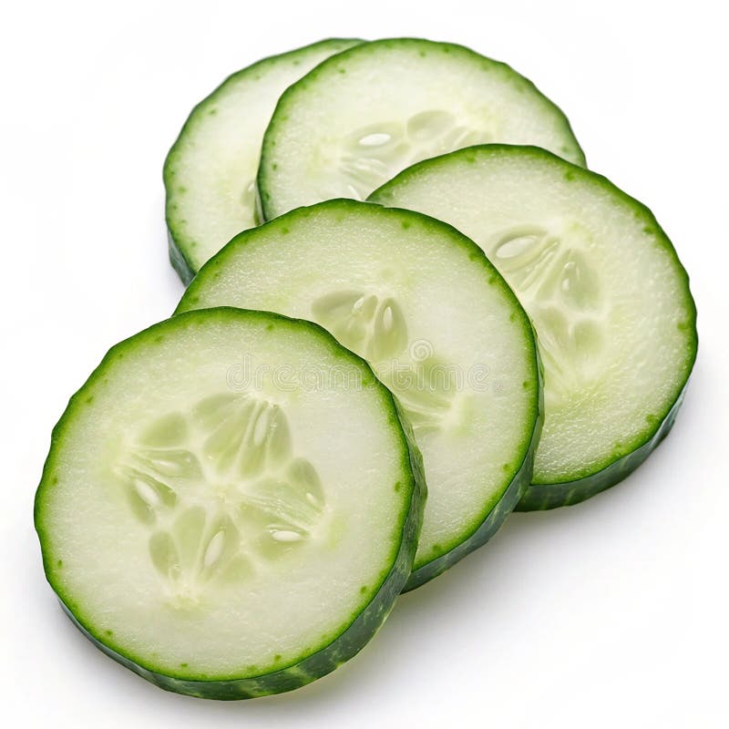 Sliced Cucumber with Round Sections on White Background Stock ...