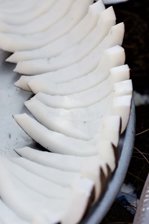 Sliced Cut, Coconut in Shell Pieces, Morocco Stock Photo - Image of ...