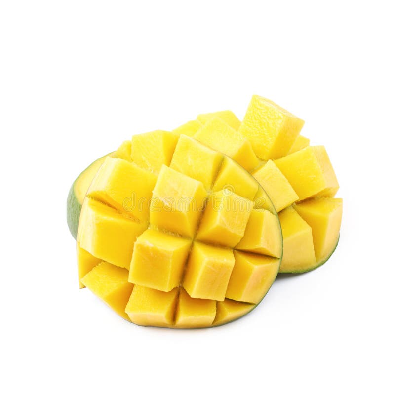 Sliced and Cut Mango Fruit Isolated Stock Image - Image of fruit, green ...