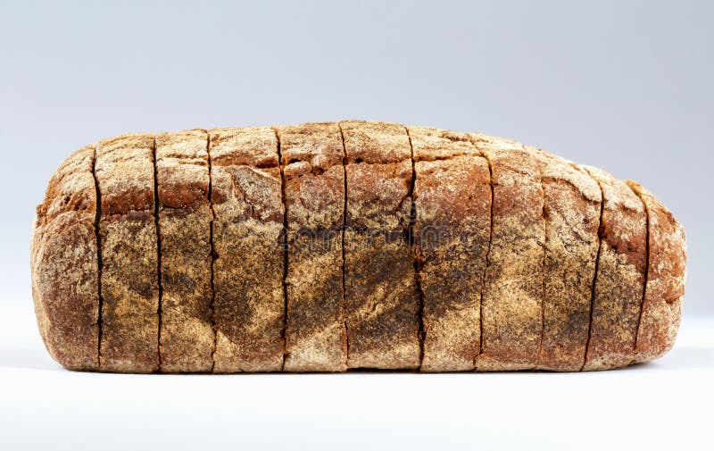 Sliced Dark Bread on White Background Stock Image - Image of slices ...