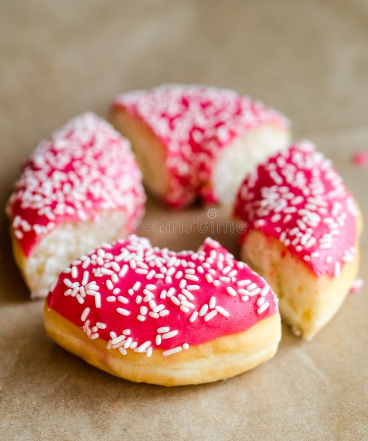 Sliced donut stock image. Image of pink, quarter, baked - 34652405