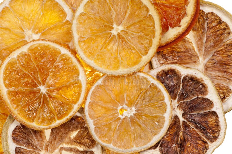 Sliced Dried Orange Pieces Against White Background Stock Photo - Image ...