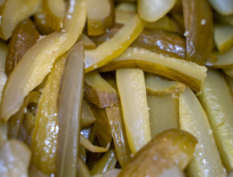 Sliced Fermented Cucumbers Background. Pickles Stock Photo - Image of ...