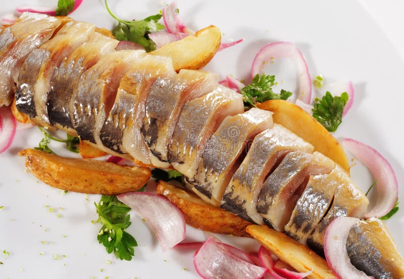 Sliced Fish stock photo. Image of dish, onion, food, dill - 7655014