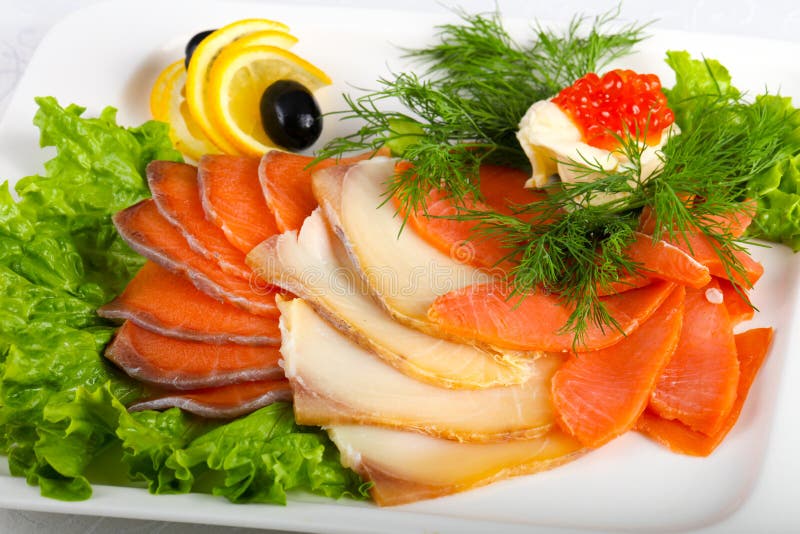 Sliced fish assortment stock image. Image of delicatessen - 112231485
