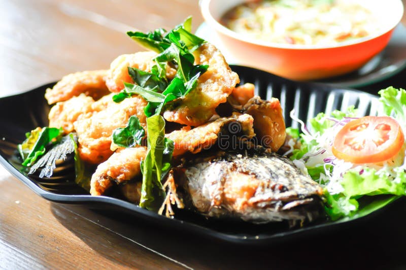 Sliced Fish or Fried Fish , Fried Tilapia Fish Stock Photo - Image of ...