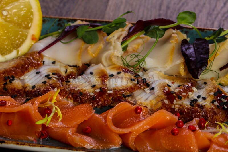 Sliced fish plate stock image. Image of restaurant, fish - 114879967