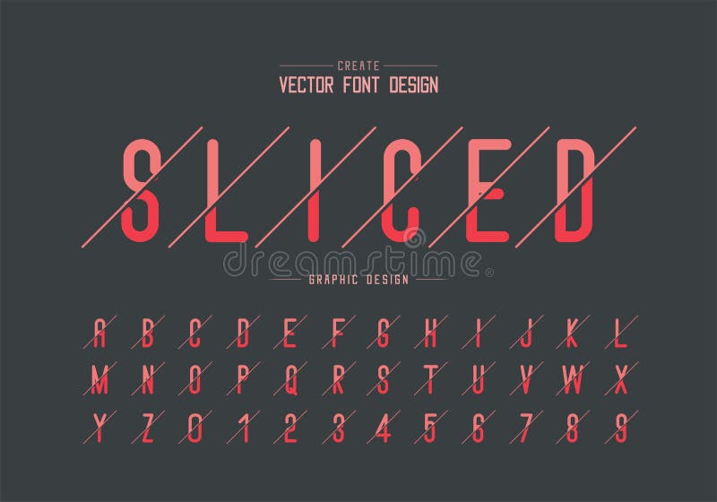 Sliced Font and Alphabet Vector, Letter Style Typeface and Number ...