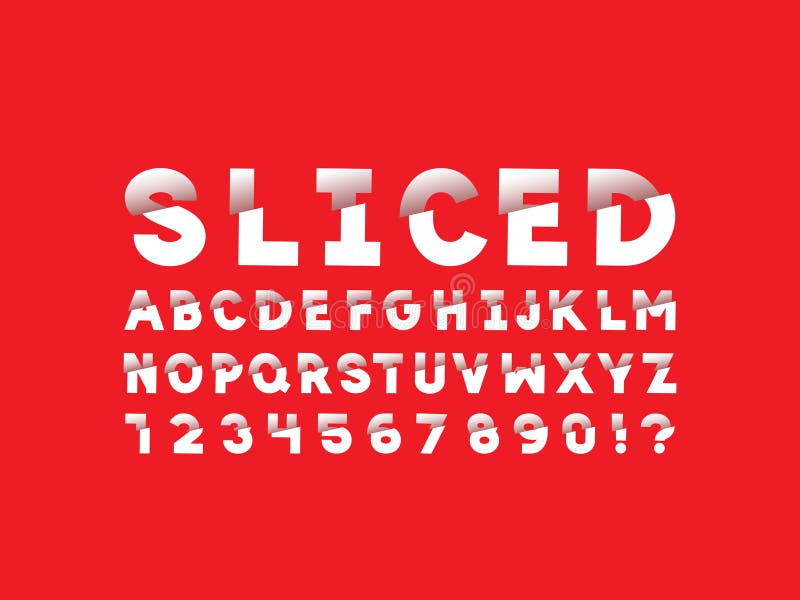 Sliced Font. Vector Alphabet Stock Vector - Illustration of shadow ...