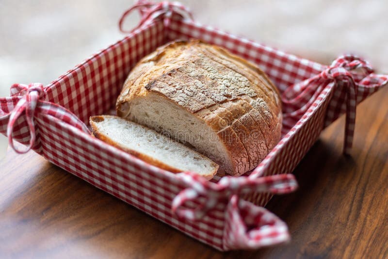 Sliced Fresh Bread in Bread Basket Stock Photo - Image of basket, wall ...