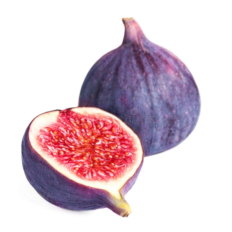 Sliced Fresh Figs with Cut Pieces Isolated on White Background M Stock ...