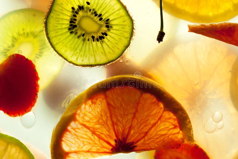 Vibrant Backdrop Translucent Sliced Fresh Fruit Stock Photos - Free ...