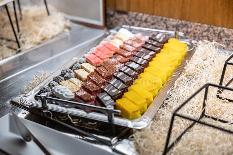 Sliced Fresh Homemade Cakes on a Tray at a Wedding Reception Stock ...