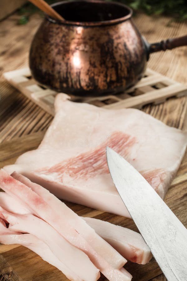 Sliced fresh bacon. stock photo. Image of prepared, food - 117003960