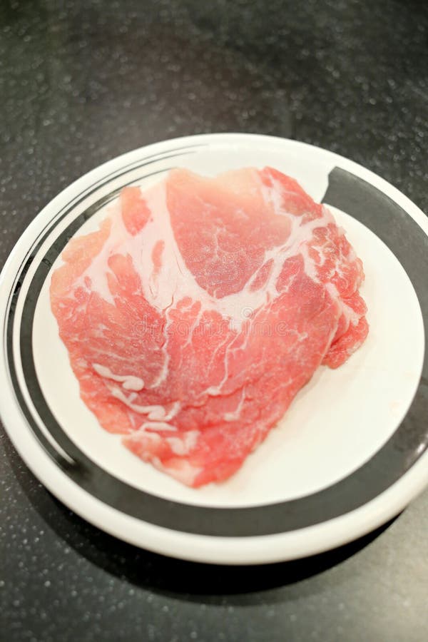 Sliced Fresh Pork on Plate. Stock Image - Image of delicious ...