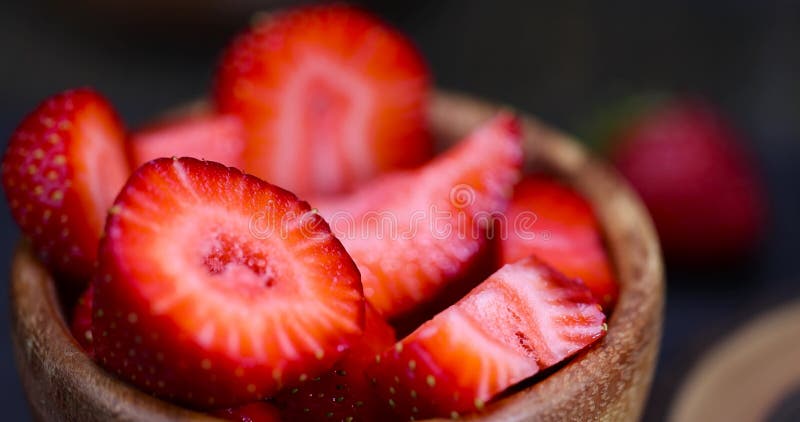 Several Pieces of Red Sweet Strawberries in Close-up Stock Footage ...